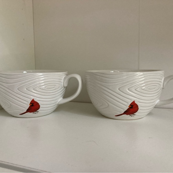 Temptations | Dining | Temptations White Mugs With Red Cardinal Design ...